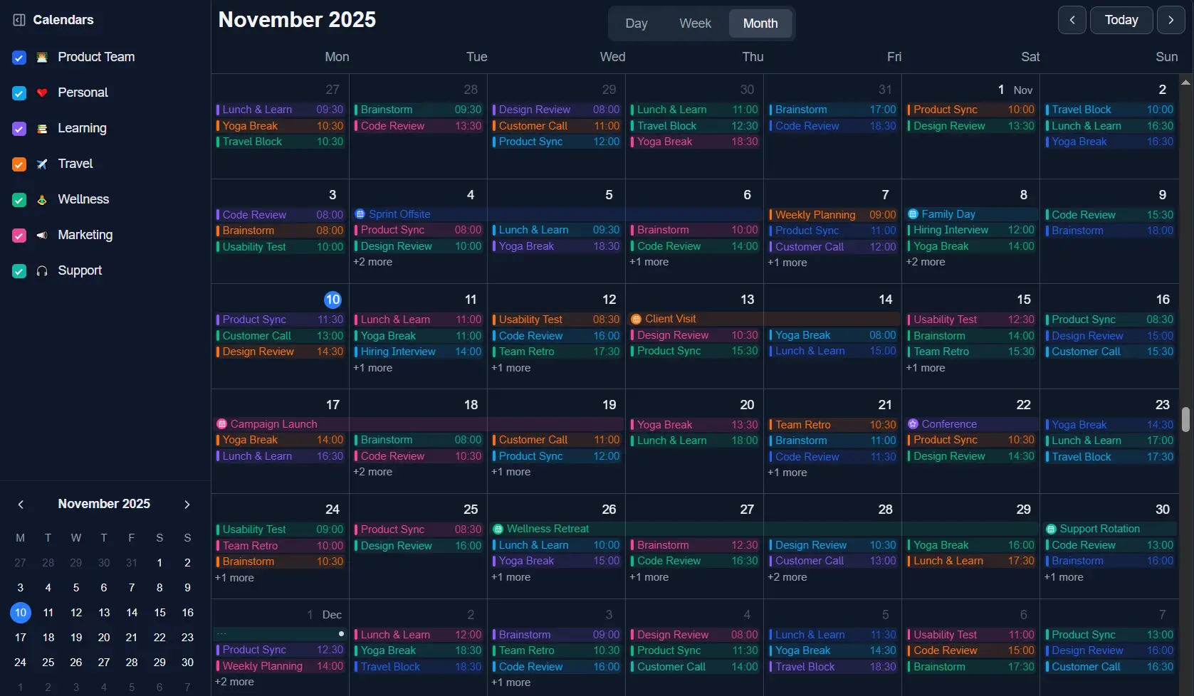 Full-featured Event Calendar Component with Drag & Drop - DayFlow | Reactscript