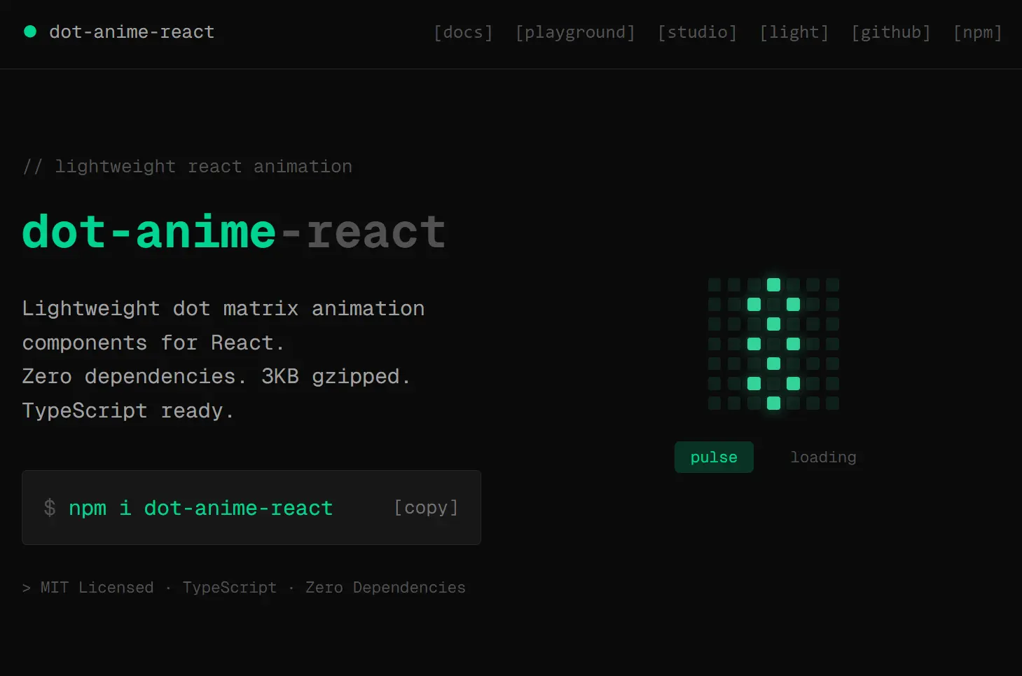 Lightweight Dot Matrix Animation Components - dot-anime-react | Reactscript